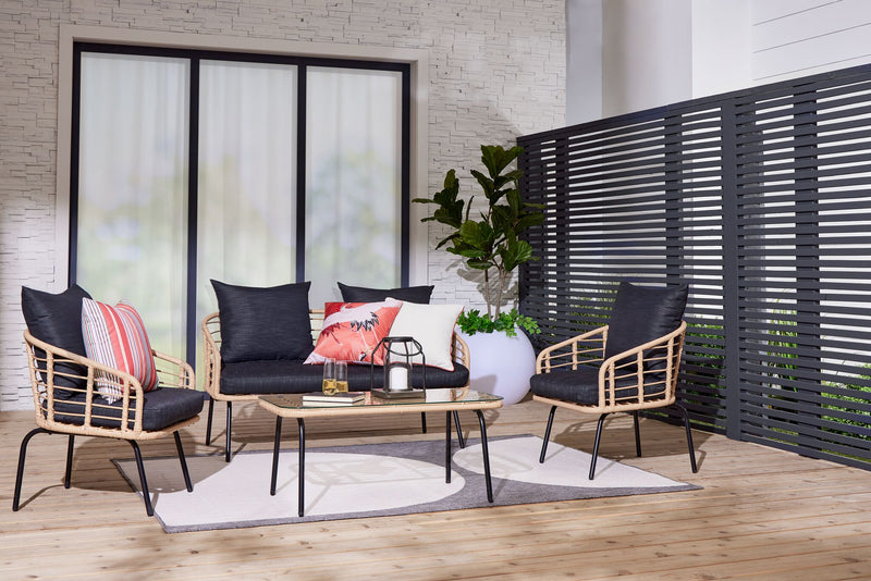 Belize Ens. Causerie de jardin 4 mcx – beige et noir | Léon
