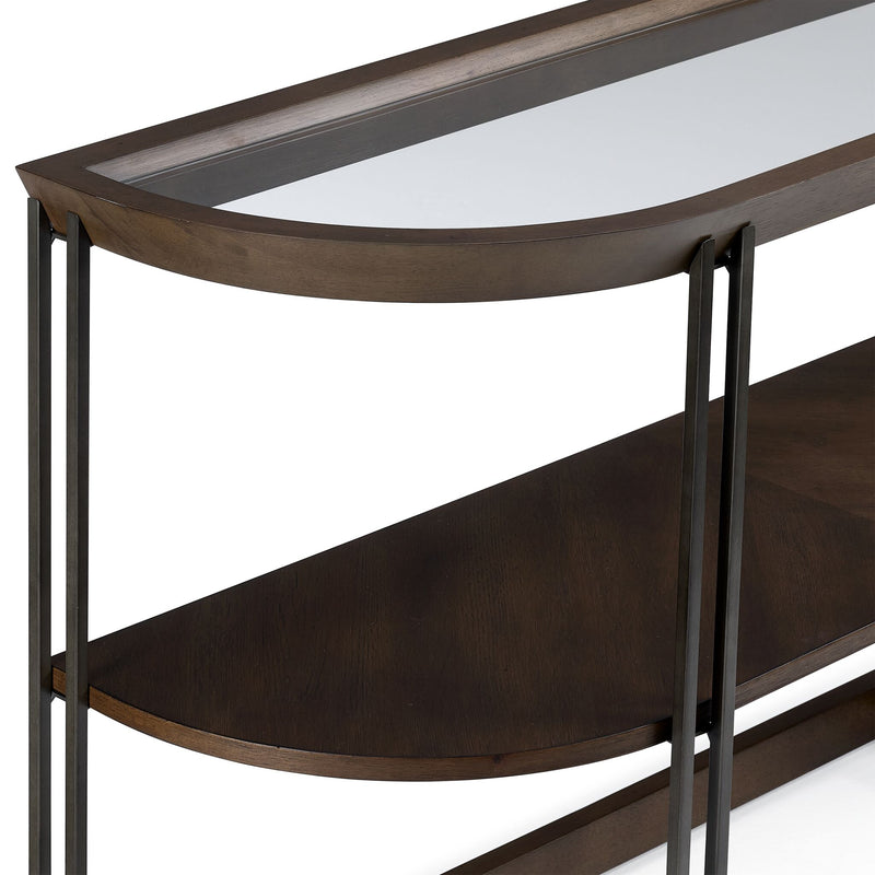 Elora Table console ovale 50 po – noyer et fini argent terni | Léon