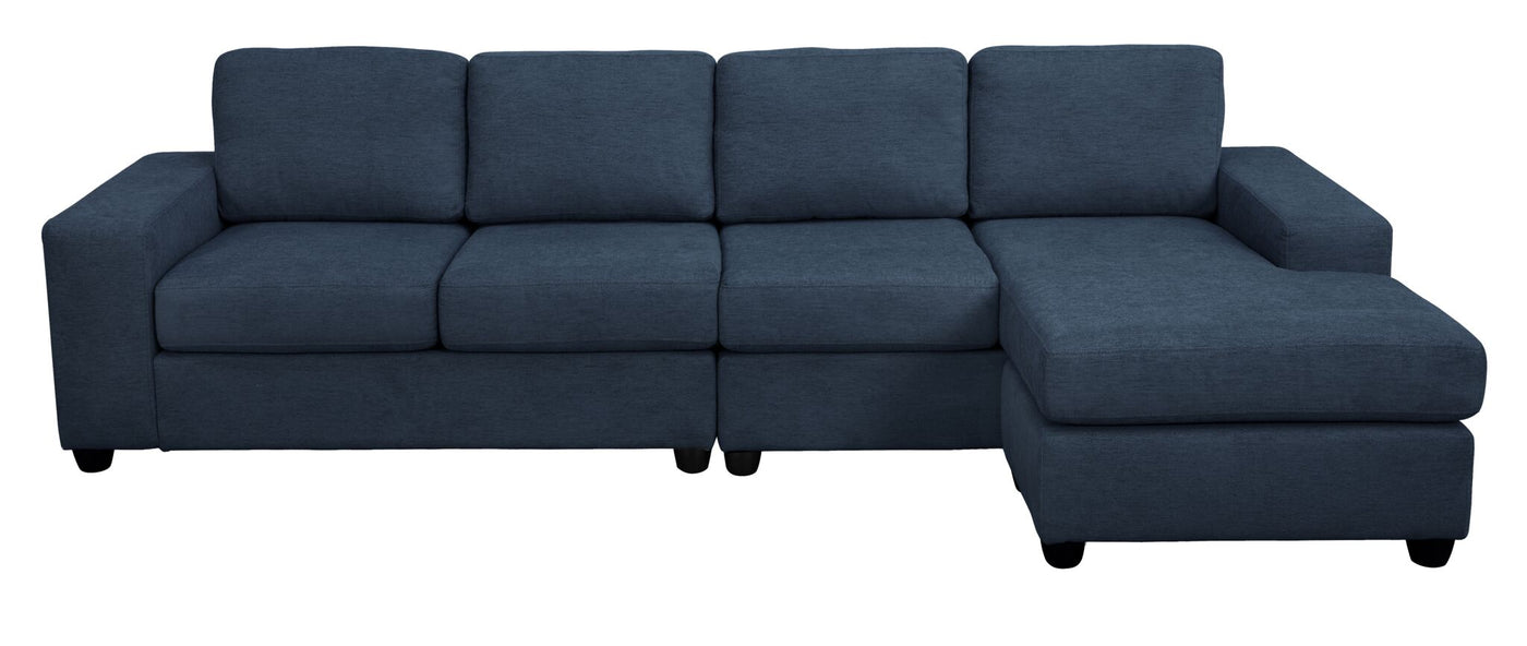 Neptune Sectionnel 2 mcx avec fauteuil allongé réversible - bleu | Léon