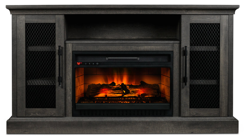 Millbrook Base télé avec foyer 59,75 po – chêne vieilli couleur fauve ...